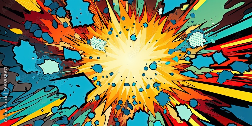 Explosions background in pop art and cartoon style, comic book ...