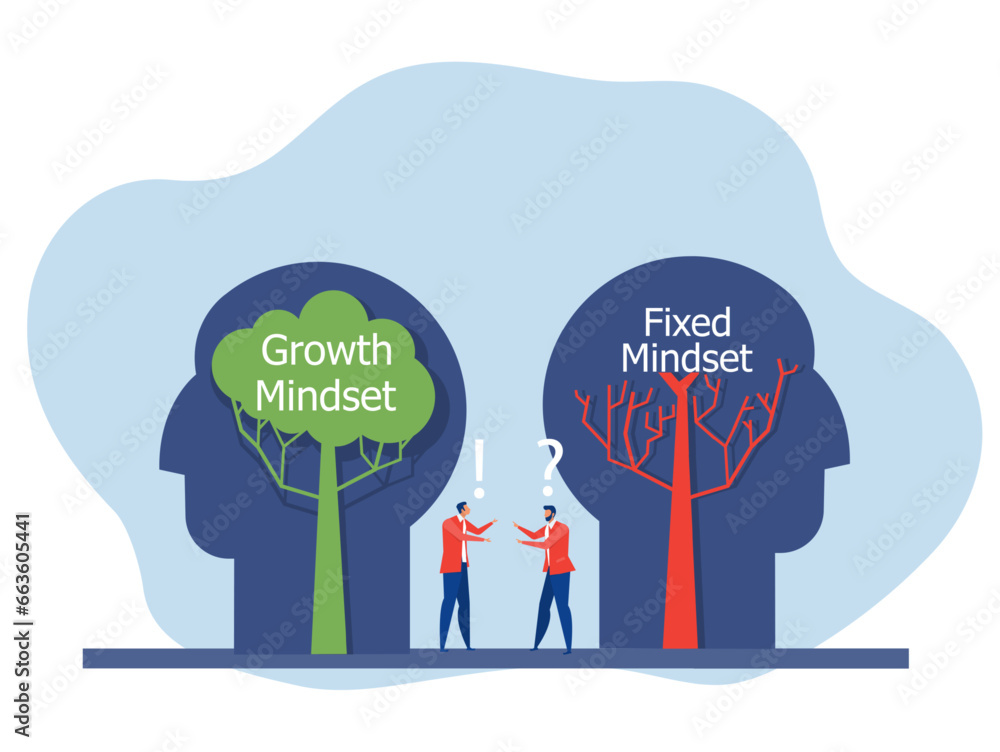 Big head human think growth mindset different fixed mindset concept vector Stock Vector | Adobe ...