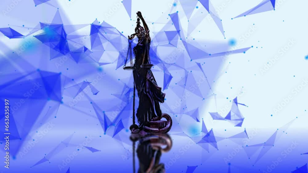 Statue of justice, Law concept, Temida - Themis. plexus particles ...