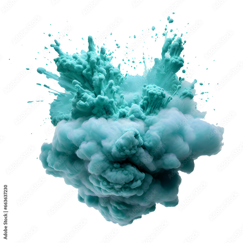 blue explosion isolated on transparent background - powder paint effect ...