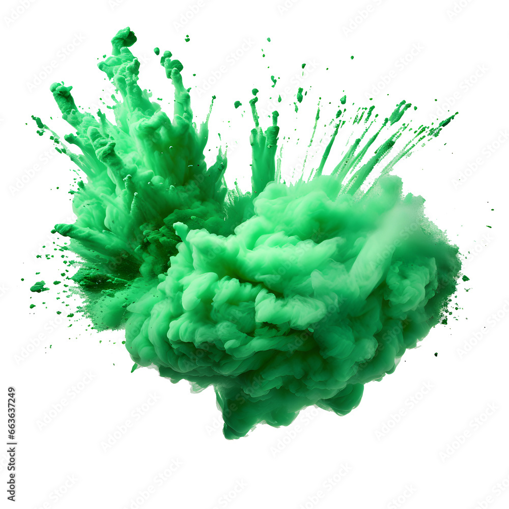 green explosion isolated on transparent background - powder paint ...