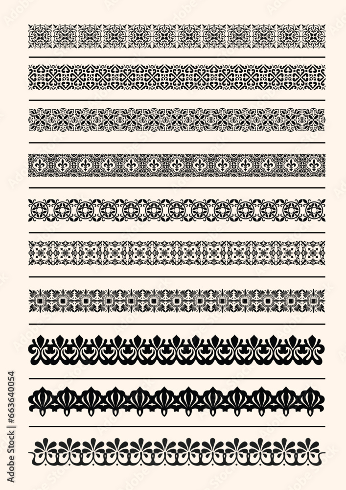 Collection of Ornamental Rule Lines in Different Design styles Stock ...