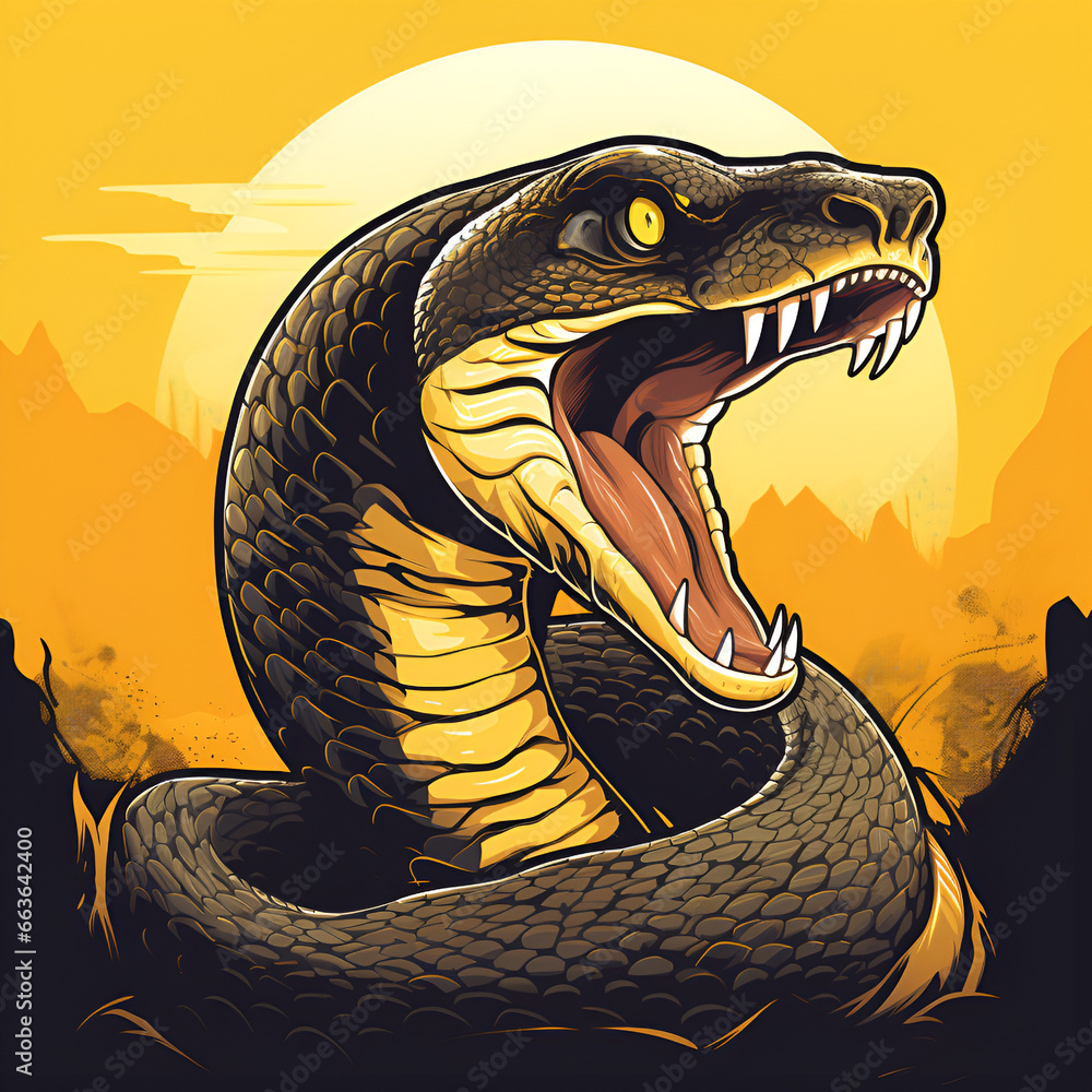 Artistic Style Snake Giant Snake Anaconda King Cobra Painting Drawing ...