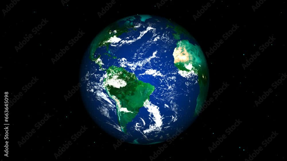 3D realistic rotated earth planet with science . Seen from globe space ...