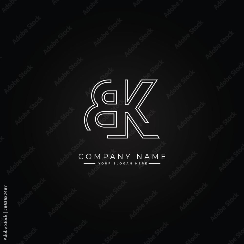 Initial BK Vector Logo - Elegant Monogram Template for letter B and K ...