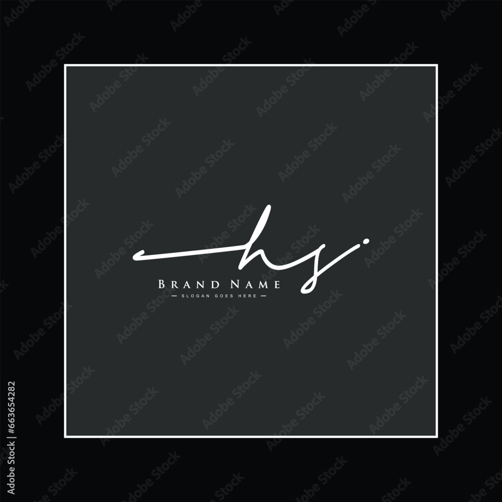 Initial Signature Logo for Letter HS - Vector Logo Template in ...