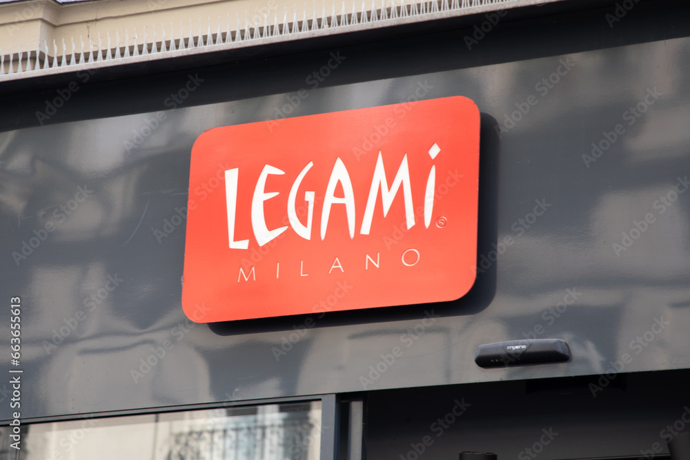 Legami Milano store logo brand and sign text on facade shop of diaries ...