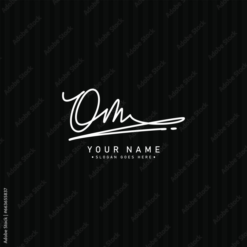 OM Simple Signature Logo - Handwritten Vector Template for O and M Logo ...