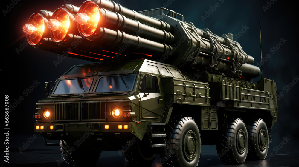 Air defense radars of military mobile anti aircraft systems in green ...