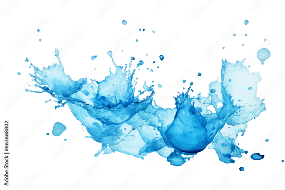 Watercolor of Blue ink or water swirl splash with little bubbles ...