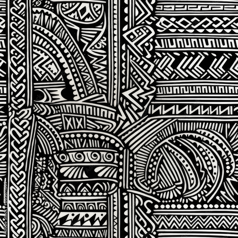 Zentangle doodle abstract black and white repeat pattern Stock ...