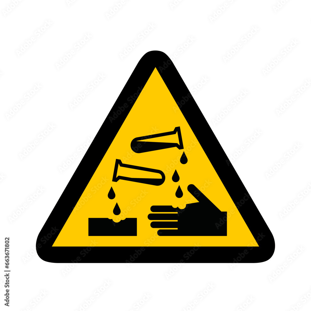 produit chimique mains triangle jaune panneau signalisation danger ...
