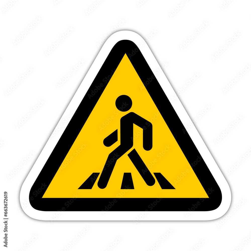 passage piéton triangle jaune panneau signalisation danger relief Stock ...