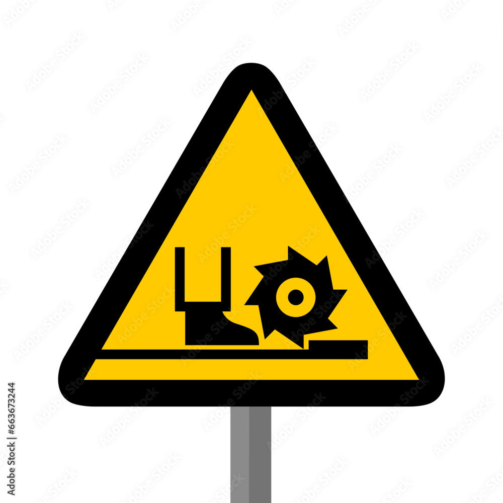 danger pieds engrenages machine triangle jaune panneau signalisation ...