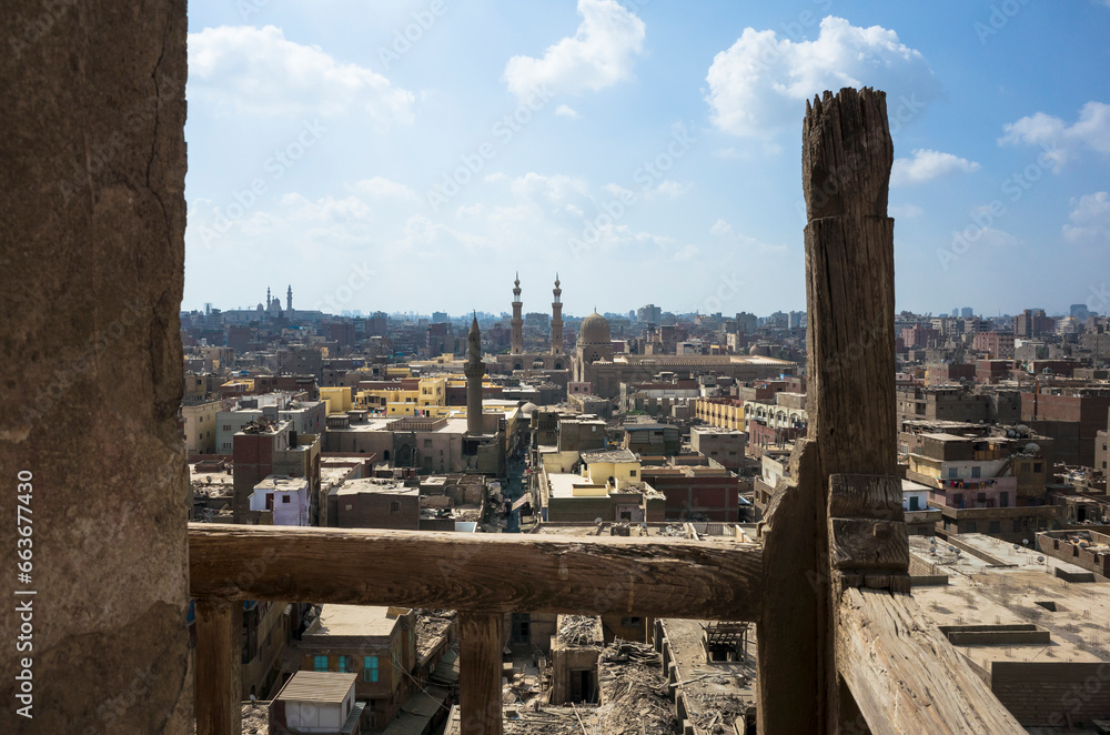Islamic Cairo city view from minaret of Sultan Qansuh Al-Ghuri Complex ...