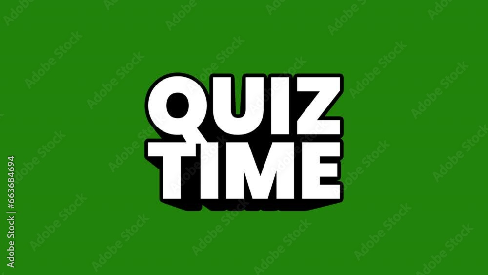 quiz time 3D Shiny Text on green background animation. 4K motion ...