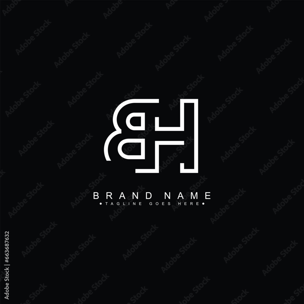 Vector Template for Initial Letter BH Logo - Elegant Monogram Logo for ...