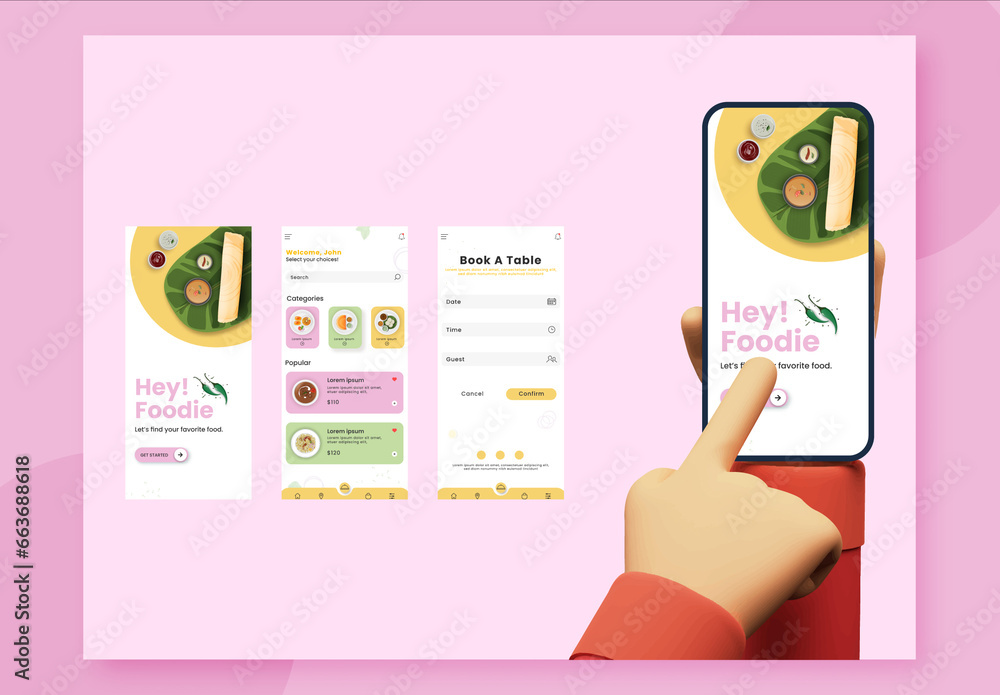 Table Booking Mobile App UI Kit Including as Sign In, Sign Up, Menu and ...