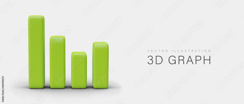 3d realistic green graph with shadow. Poser with graph for business on ...