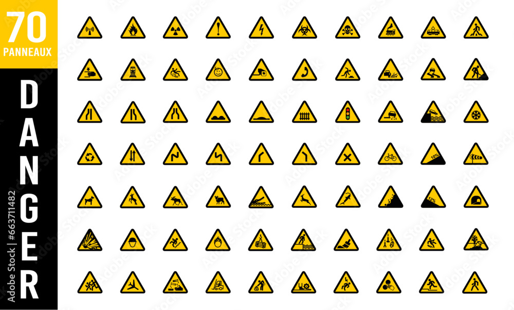 panneau signalisation danger triangle jaune Stock Vector | Adobe Stock