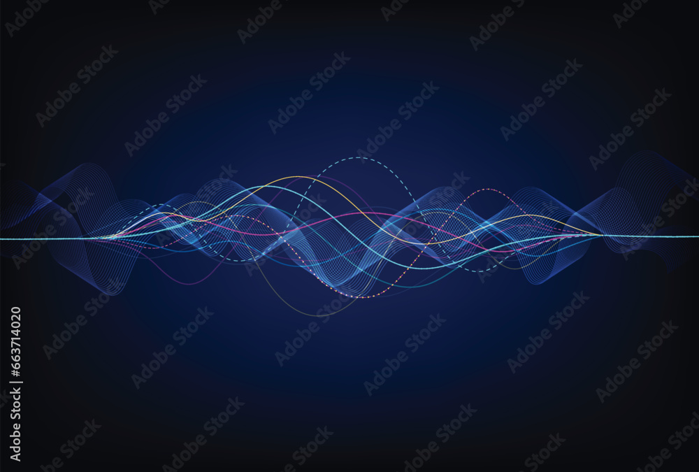 Wave lines flowing dynamic. Artificial intelligence deep learning ...