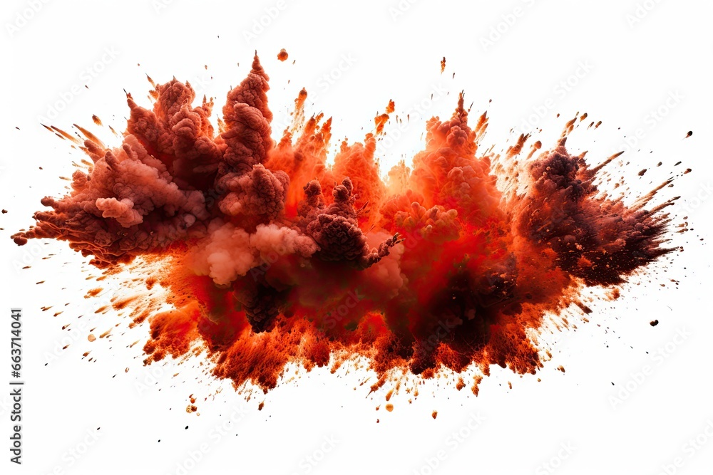Explosion of red smoke isolated on white background. 3d illustration ...