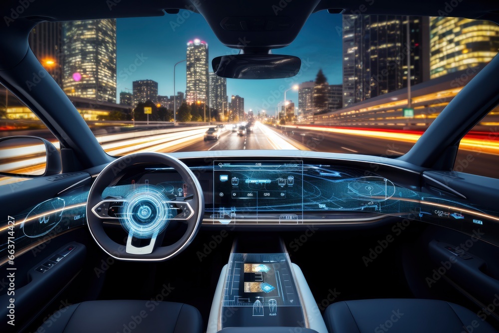 Modern smart car technology intelligent system using Heads up display ...