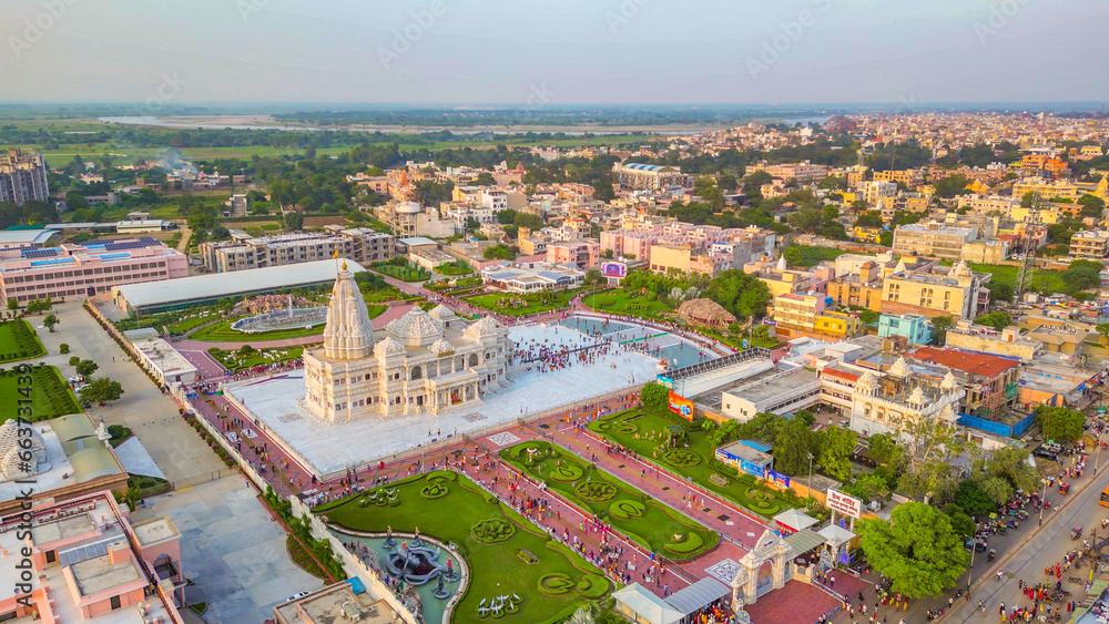 Prem Mandir aerial view from my dji mini 3pro drone, This Hindu temple ...