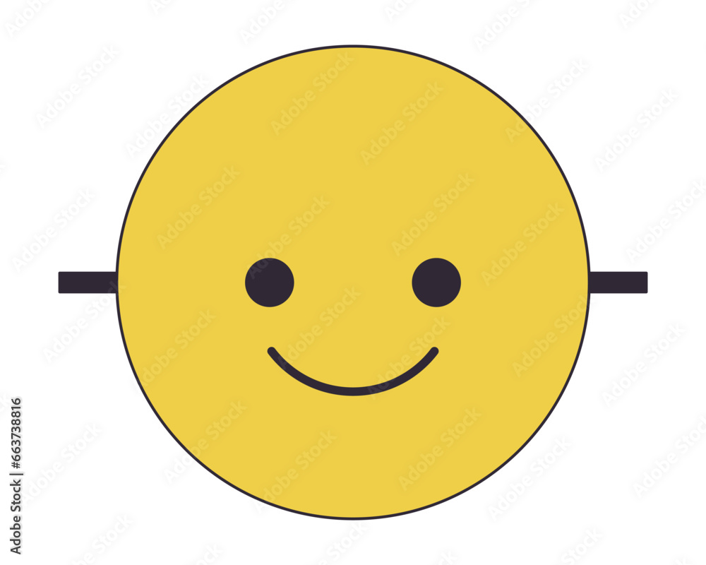 Emoji face flat line color isolated vector object. Positive emotions ...