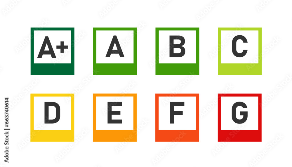 Energy efficiency rating label icon. Green energy european union bar ...