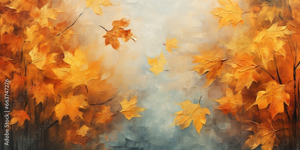 Background image of autumn foliage in the style of digital oil painting ...
