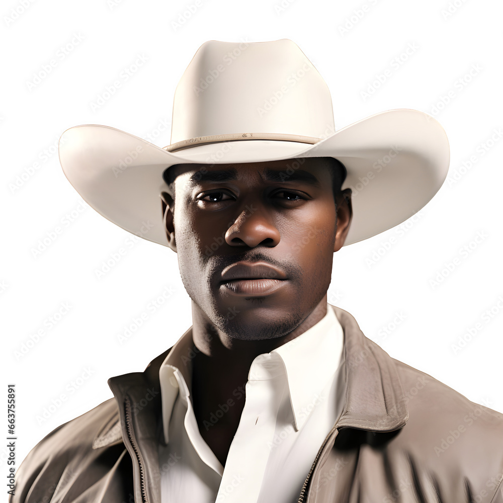 Black man with cowboy hat, on transparent background, african american ...