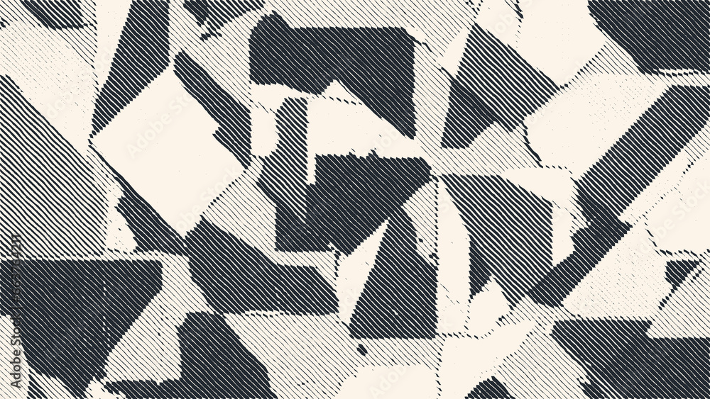 Abstract halftone background in woodcut style with scraps of paper ...