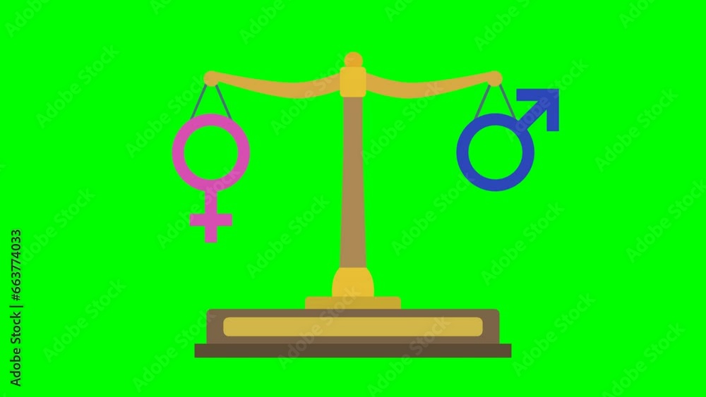 Animation loop of an old scale in flat design style on which the pink ...