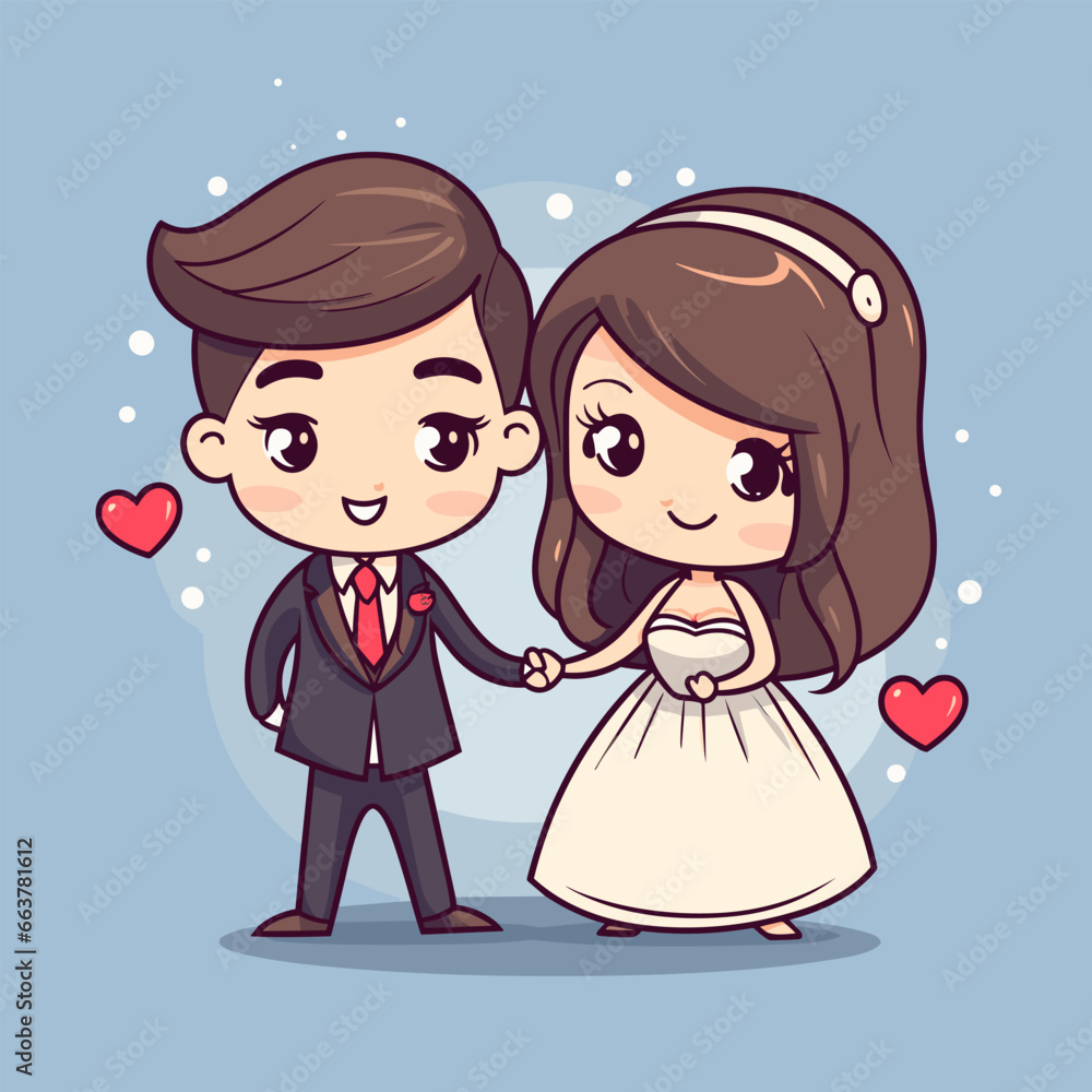 Wedding hand-drawn comic illustration. Wedding. Vector doodle style ...