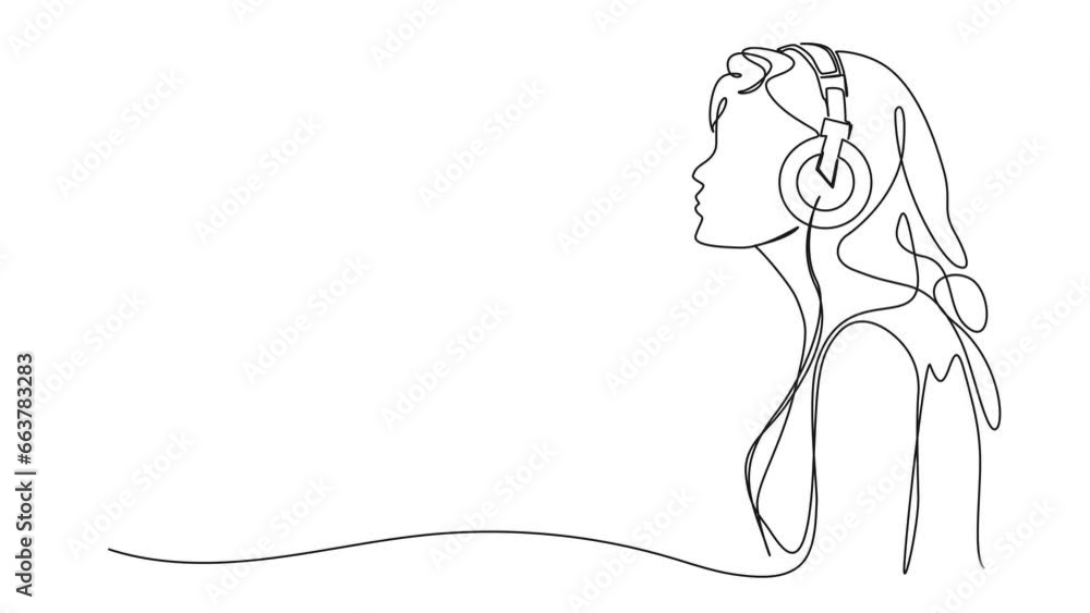 animated continuous single line drawing of young woman wearing ...