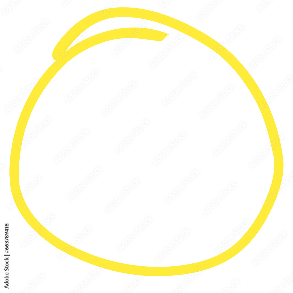 yellow circle pen draw. Highlight hand drawn circle isolated on white ...