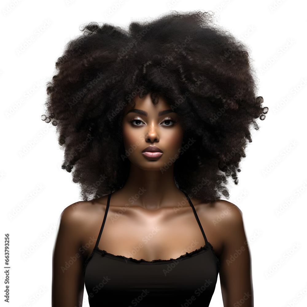 Black woman with afro hair on transparent background, African American ...