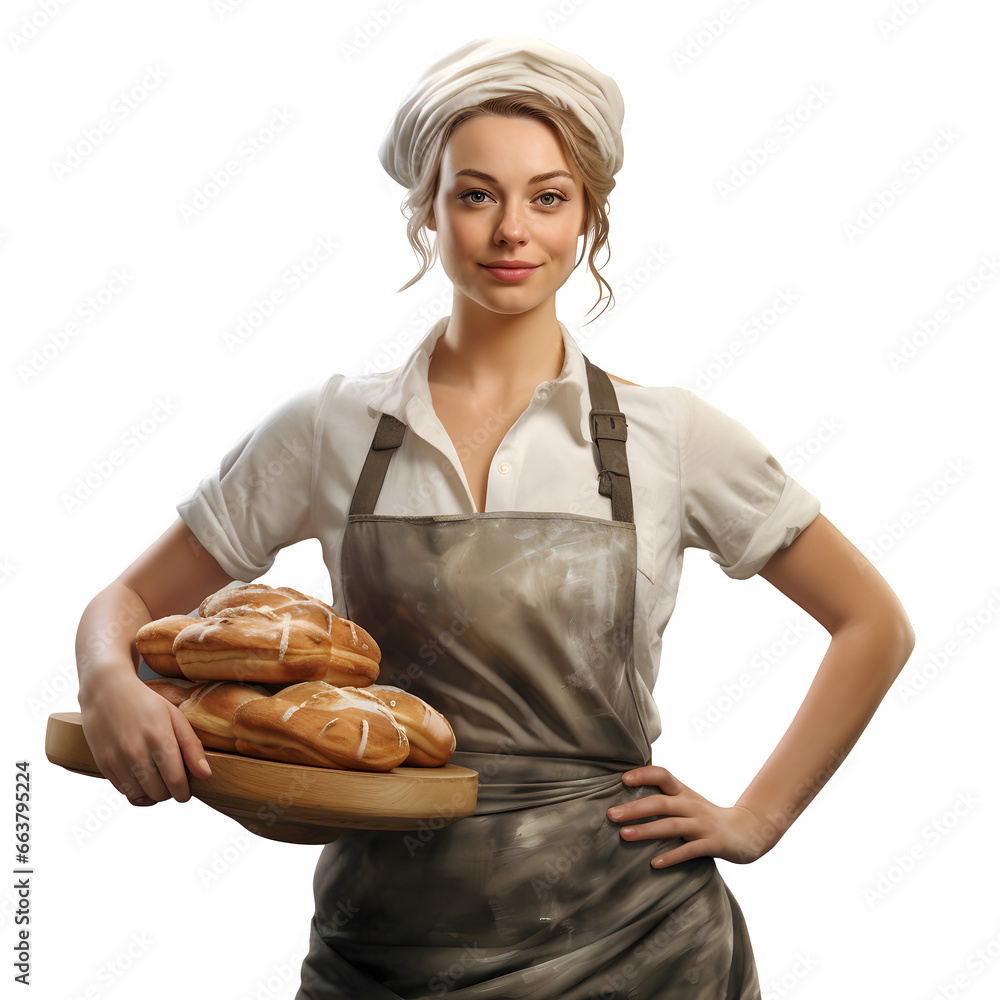 Caucasian woman baker on transparent background, white woman, png file ...