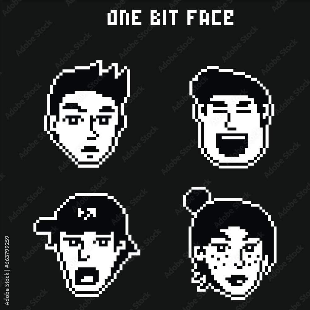this is avatar icon use 1 bit style in pixel art with white color and ...