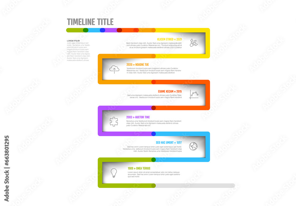 Thick line Infogrpahic vertical timeline diagram template with sharp ...
