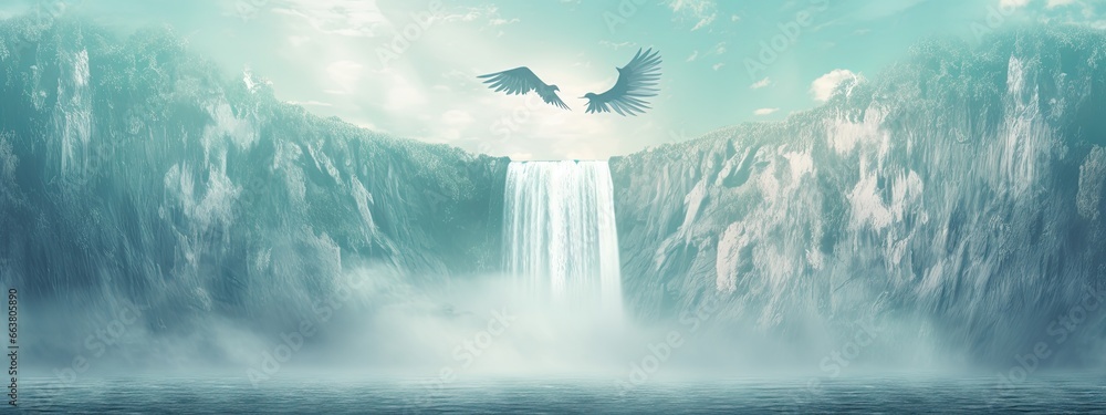 Niagara Falls texture background, the junction of a huge mountain range ...