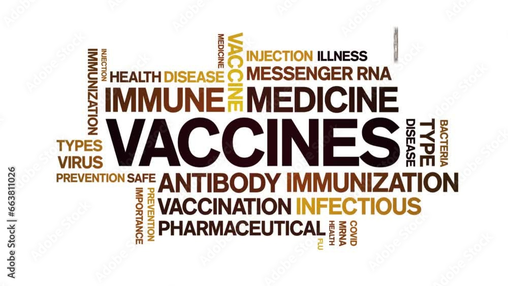 Vaccines animated tag word cloud;text design animation kinetic ...