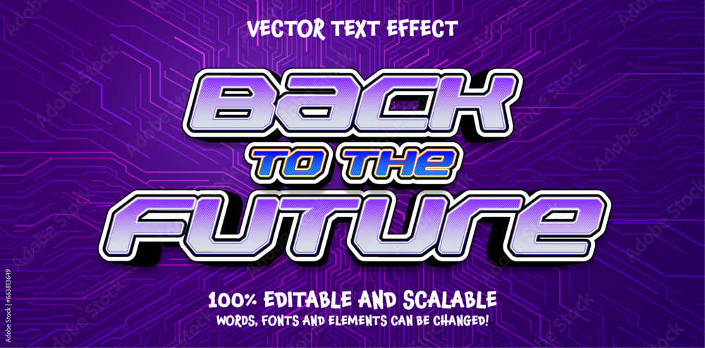 back to the future text effect template with 3d bold style use for logo ...