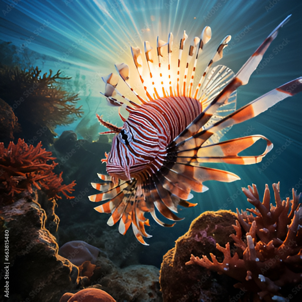 fish, lionfish, sea, underwater, aquarium, water, lion, ocean, coral ...