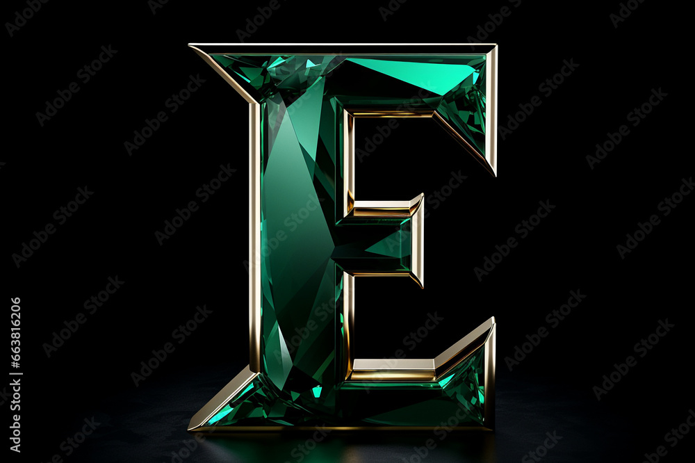 Beautiful natural 3D gemstone font design, alphabet letter E with ...
