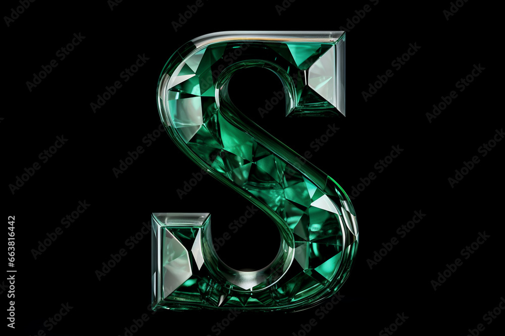 Beautiful natural 3D gemstone font design, alphabet letter S with ...
