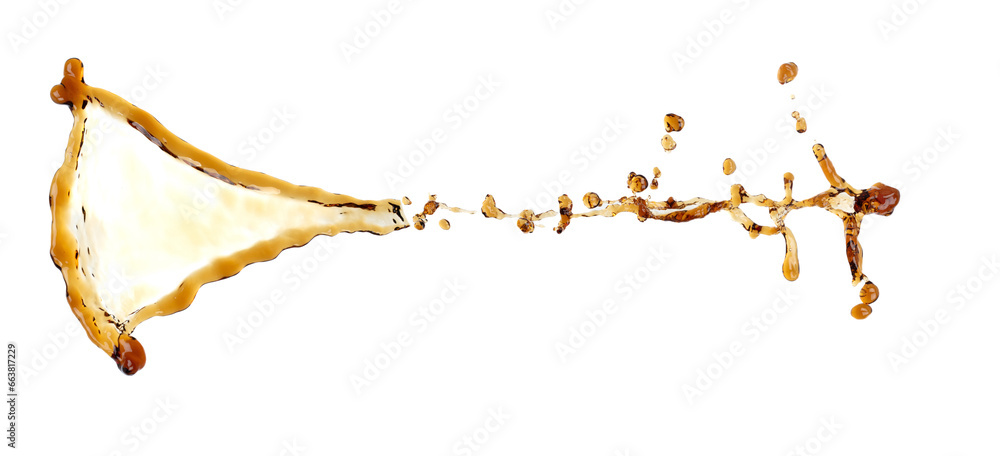 Coffee drink Shape form droplet of espresso splashes into drop cola ...