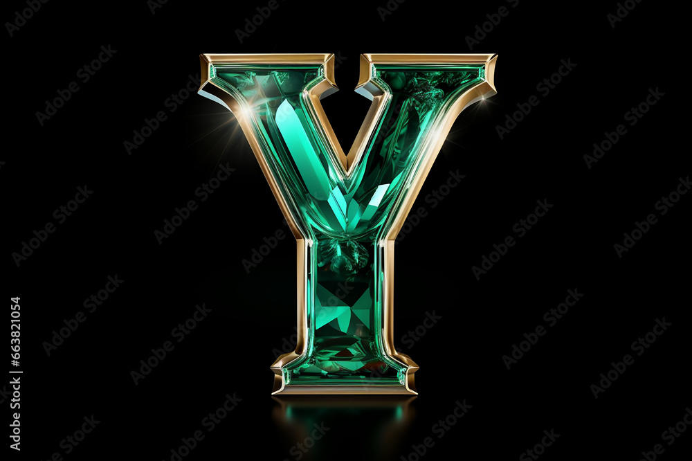 Beautiful natural 3D gemstone font design, alphabet letter Y with ...