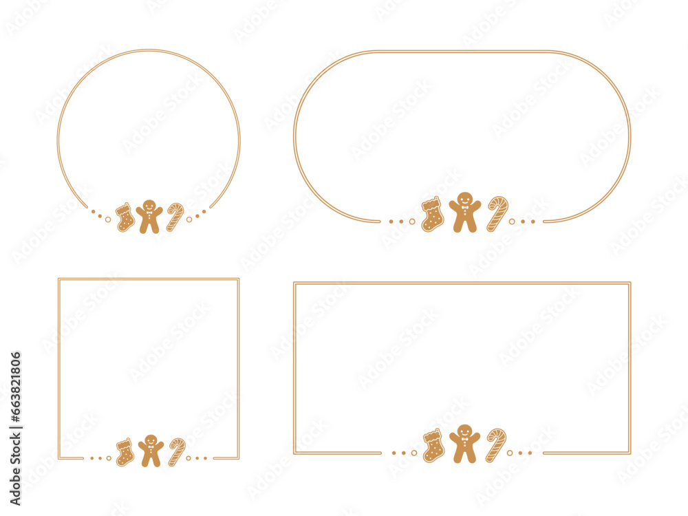 Gingerbread Cookies Frame Border Set, Christmas Winter Holiday Graphics ...